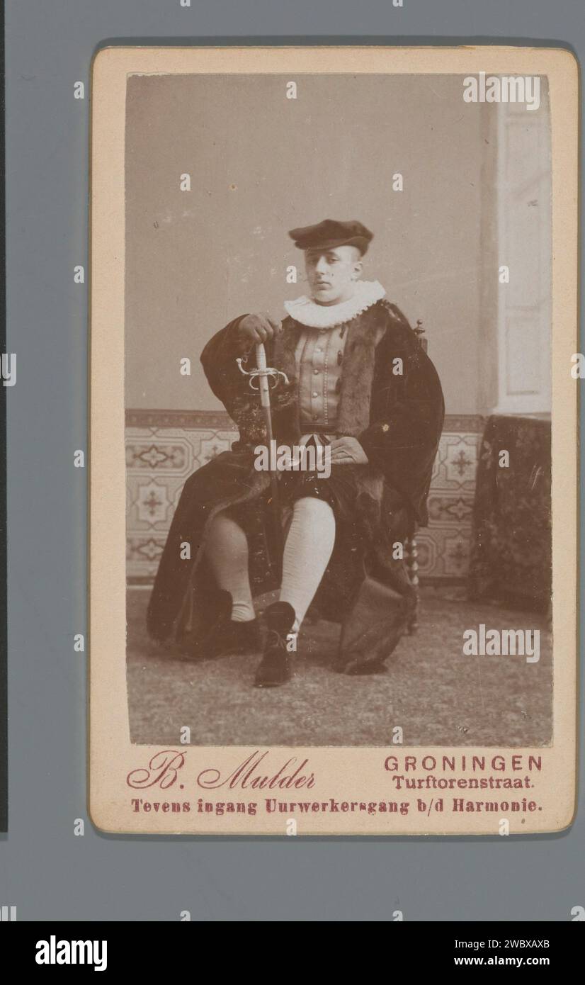 Portrait of an unknown Groningen student in Maskeradekostuum, Berend ...