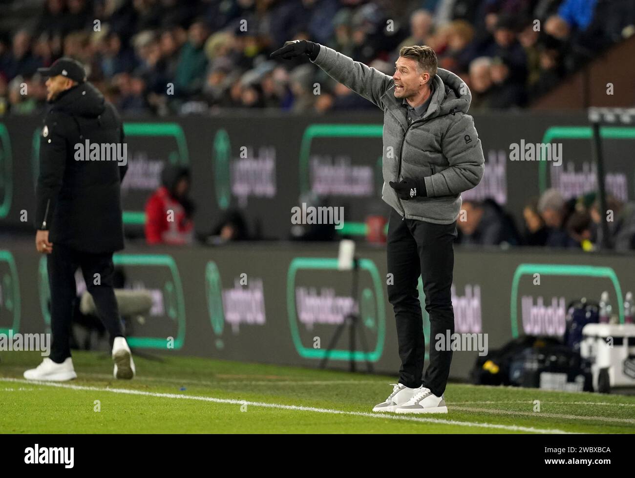 Luton Town manager Rob Edwards on the touchline during the Premier ...