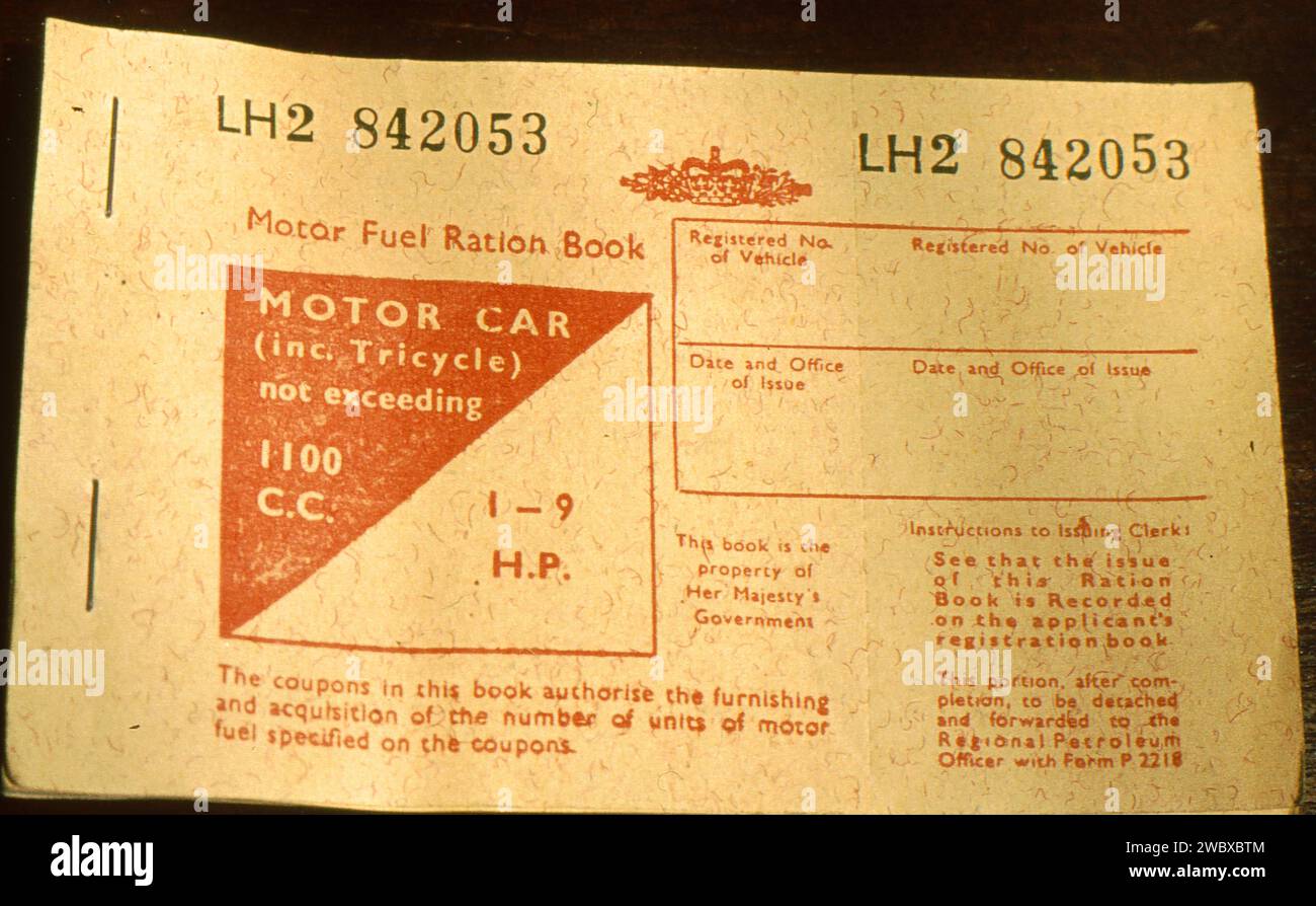 Motor Fuel Ration Book, 1973 Stock Photo - Alamy