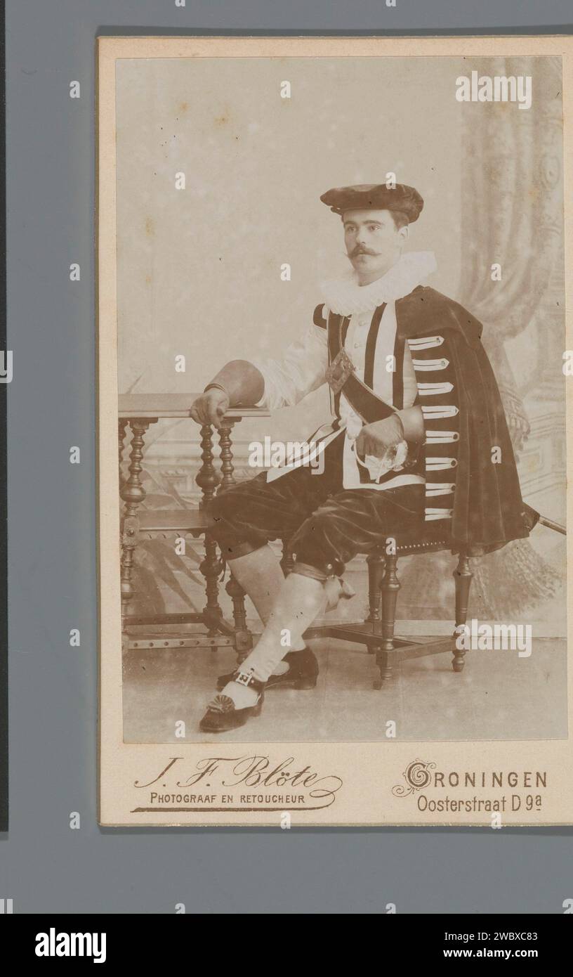 Portrait of an unknown Groningen student in Maskeradekostuum, Jan ...