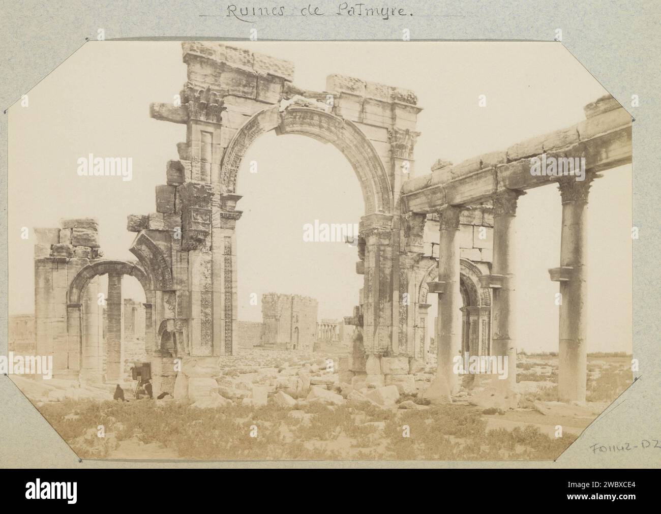 Remnants of buildings including an arc in Palmyra (Syria), in the ...