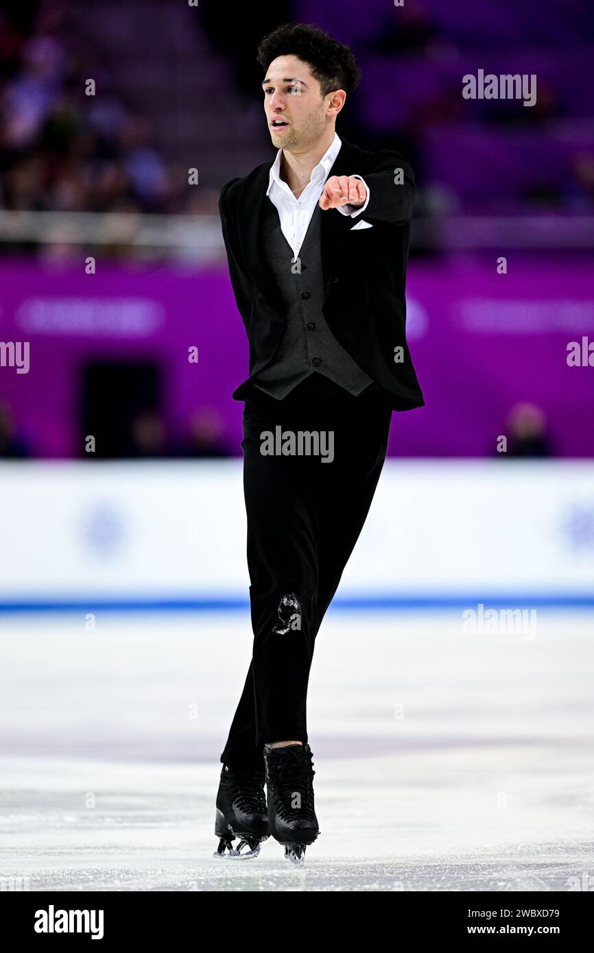 Luc ECONOMIDES (FRA), during Men Free Skating, at the ISU European ...