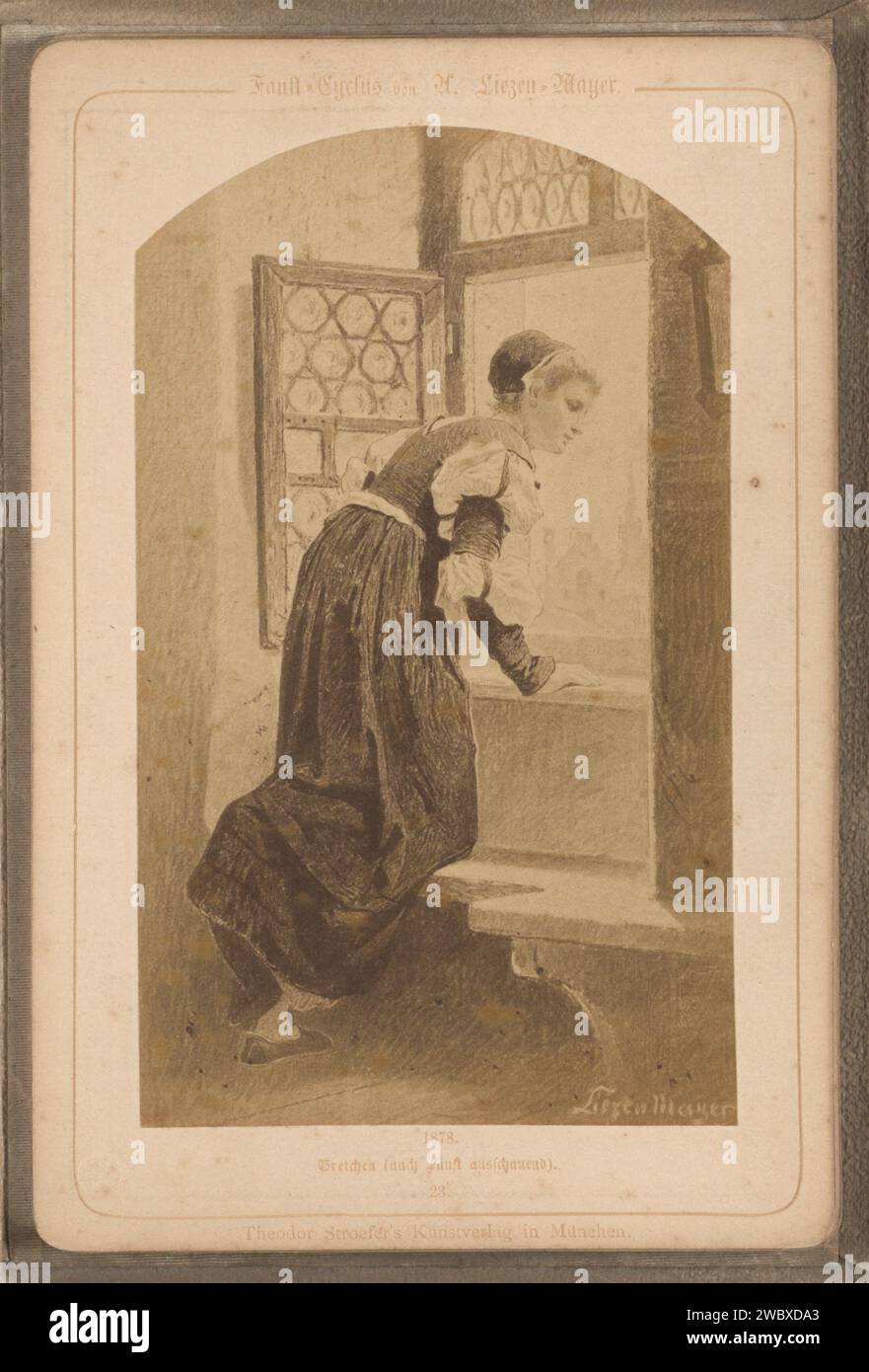 Photo production of (presumably) a drawing entitled 'Gretchen to Faust ...