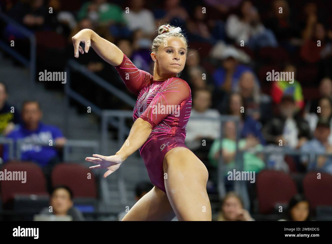 Oklahoma's Ragan Smith competes on the floor exercise during an NCAA ...