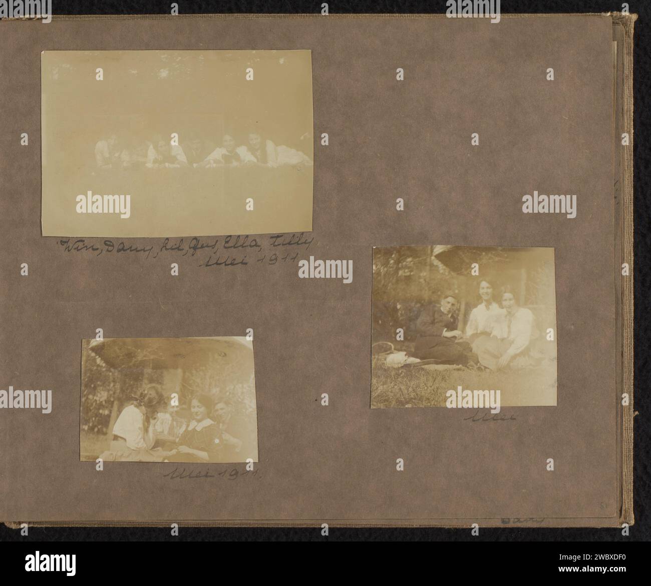 Three group portraits of the Friends of Loentje Onnen, Carolina Onnen ...