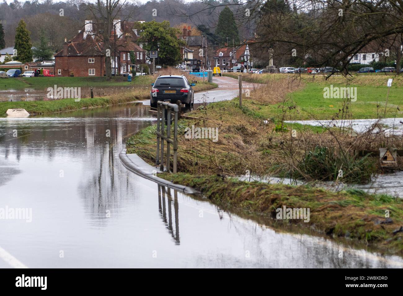 Cookham, UK. 12th January, 2024. Floodwater on Cookham Moor which is ...