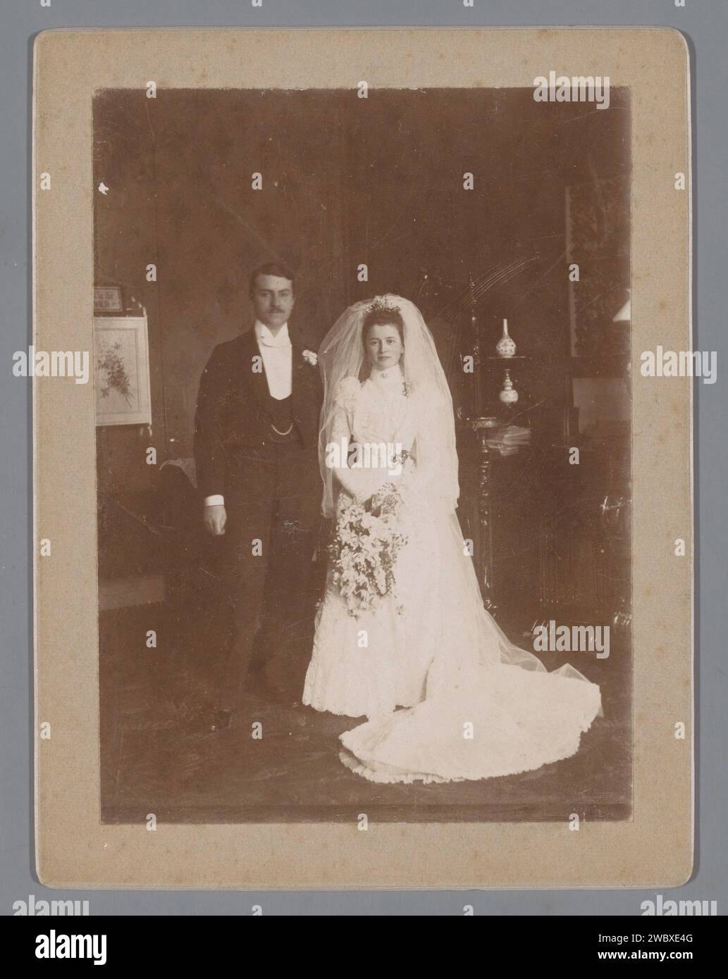 Portrait of an unknown bridal couple, anonymous, c. 1880 - c. 1910 ...