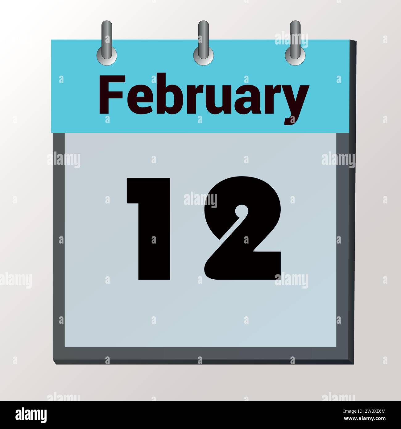 vector calendar page with date February 12, light colors Stock Vector ...