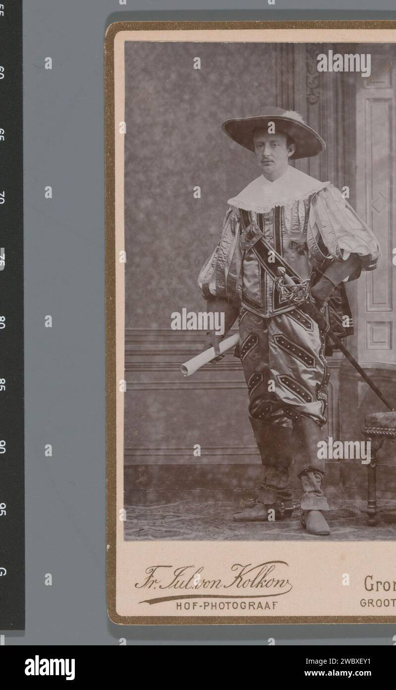 Portrait of an unknown Groningen student in Maskeradekostuum, Friedrich ...