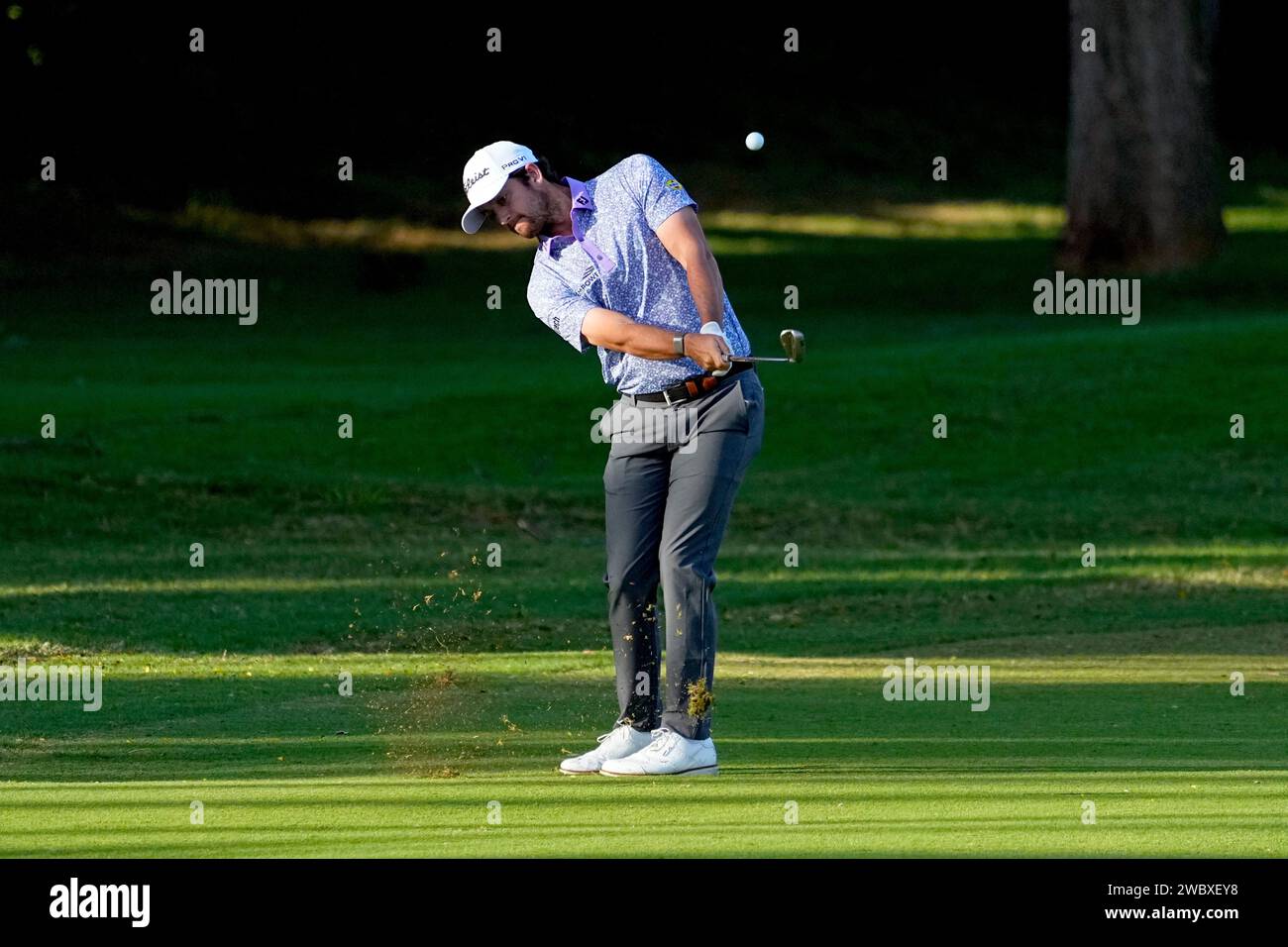 Davis Riley hits from the 10th fairway during the second round of the ...