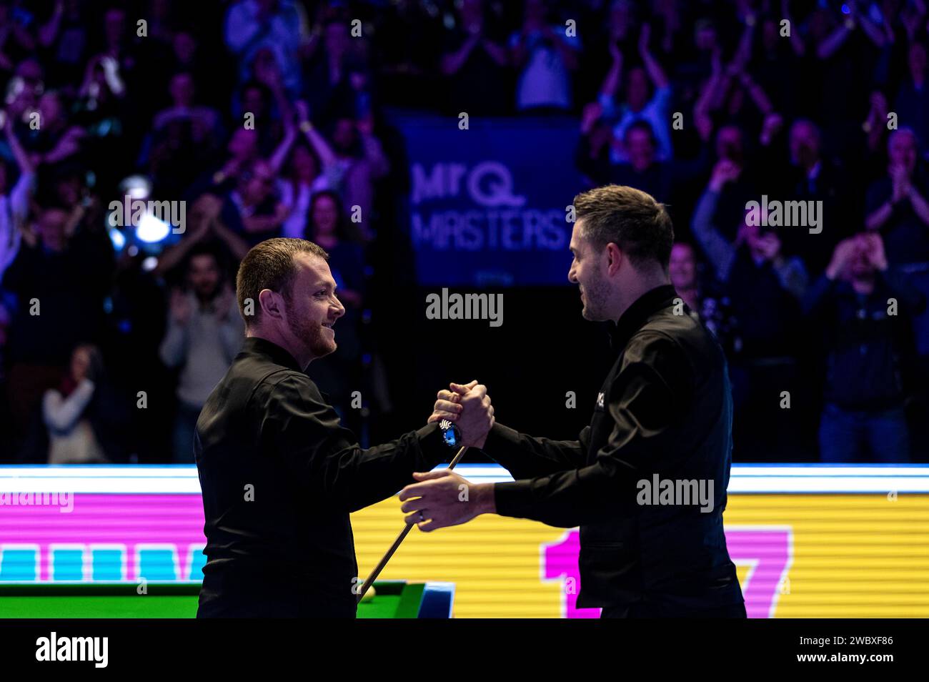 Mark Allen celebrates making a 147 in his quarter final match with Mark ...