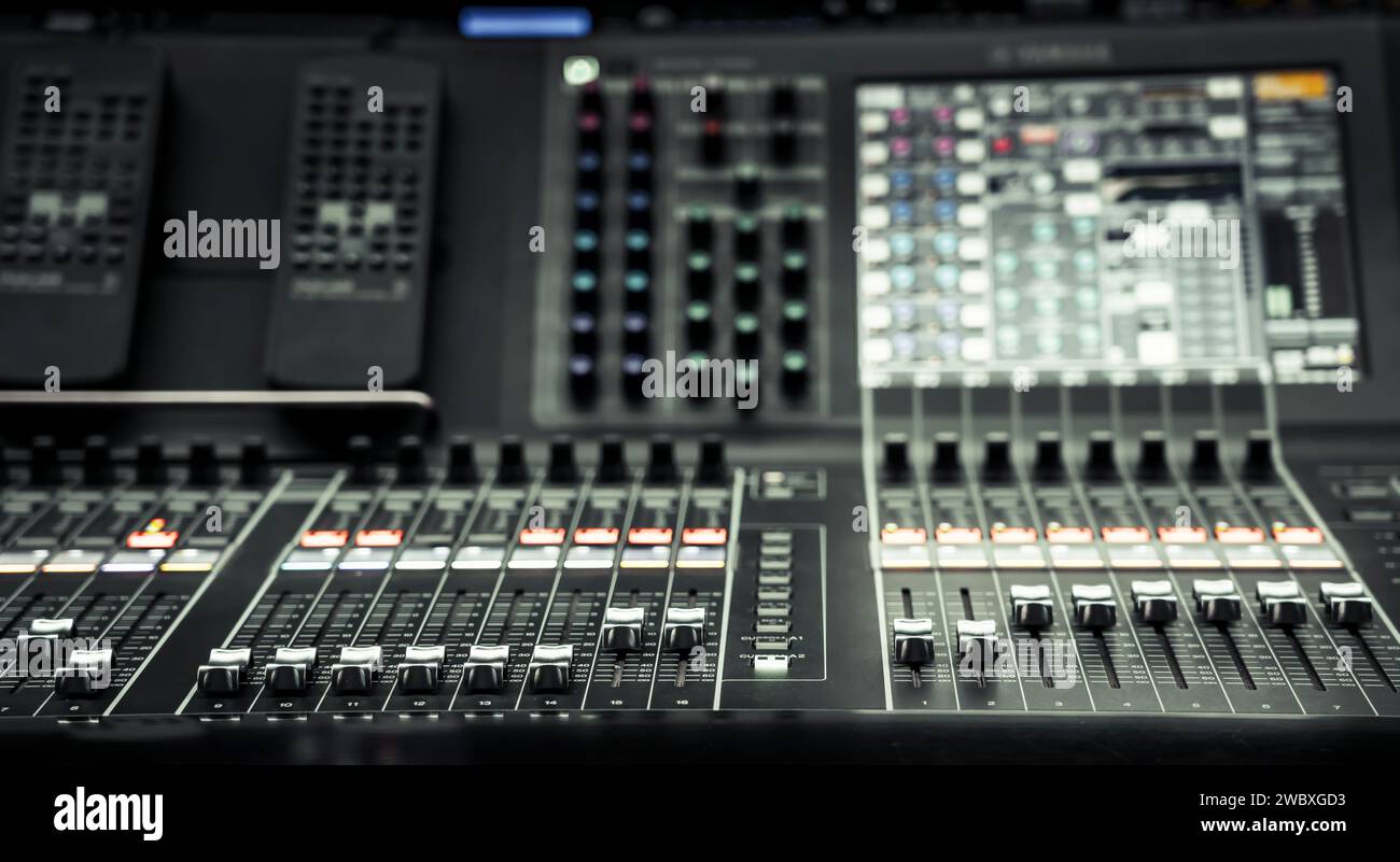 Professional audio studio sound mixer console board panel with ...