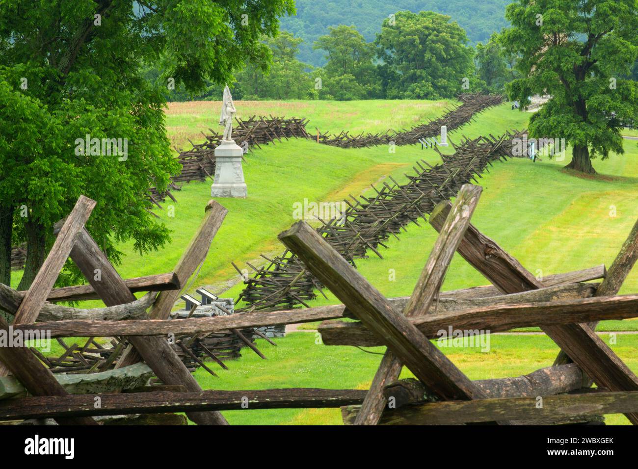 Bloody Lane with fence, Antietam National Battlefield, Maryland Stock ...