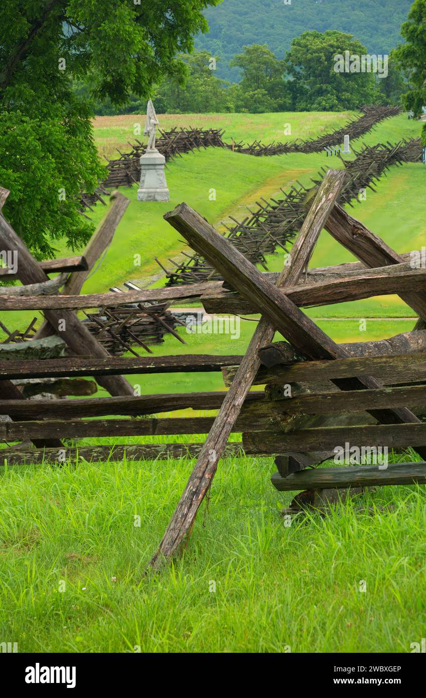 Bloody Lane with fence, Antietam National Battlefield, Maryland Stock ...