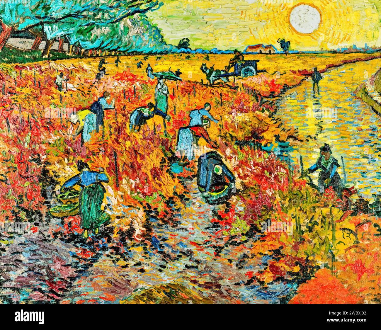 Red Vineyards at Arles, 1888 (Painting) by Artist Gogh, Vincent van (1853-90) Dutch Stock Vector ...