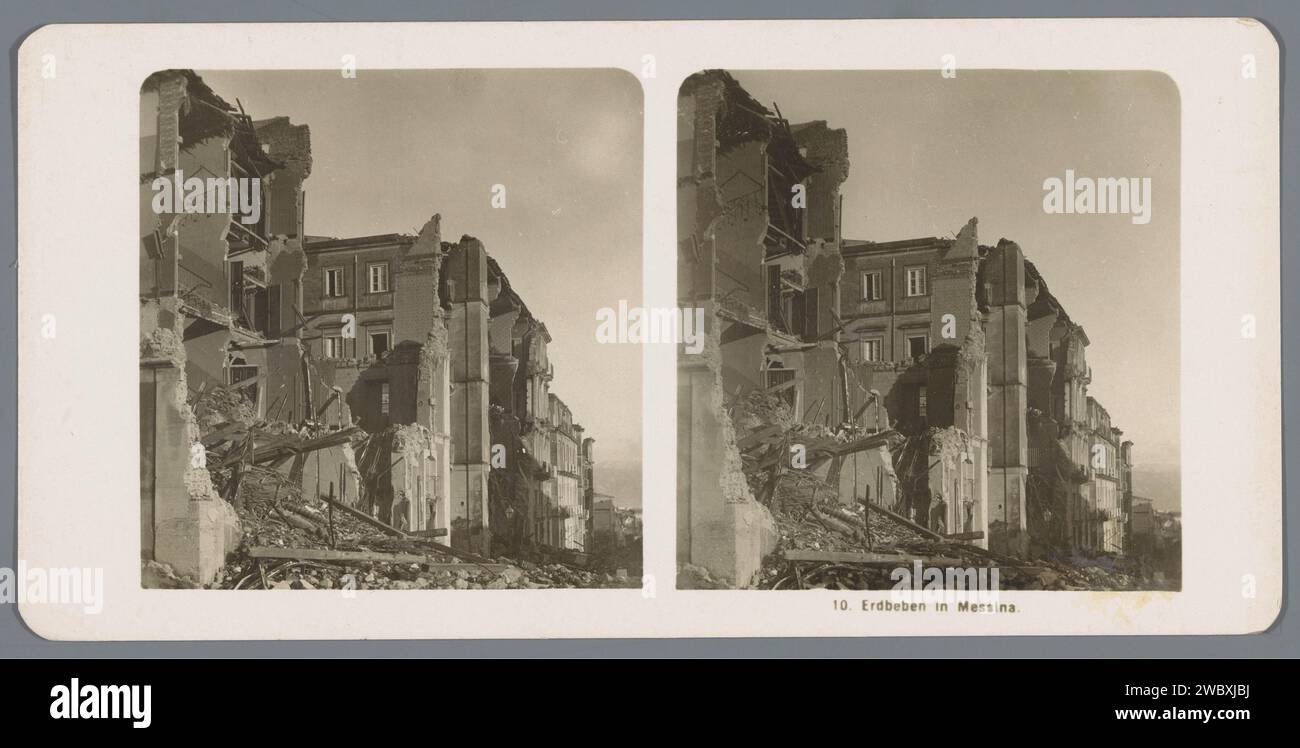 Destroyed buildings in Messina, Luca Comerio, 1908 stereograph Messina ...