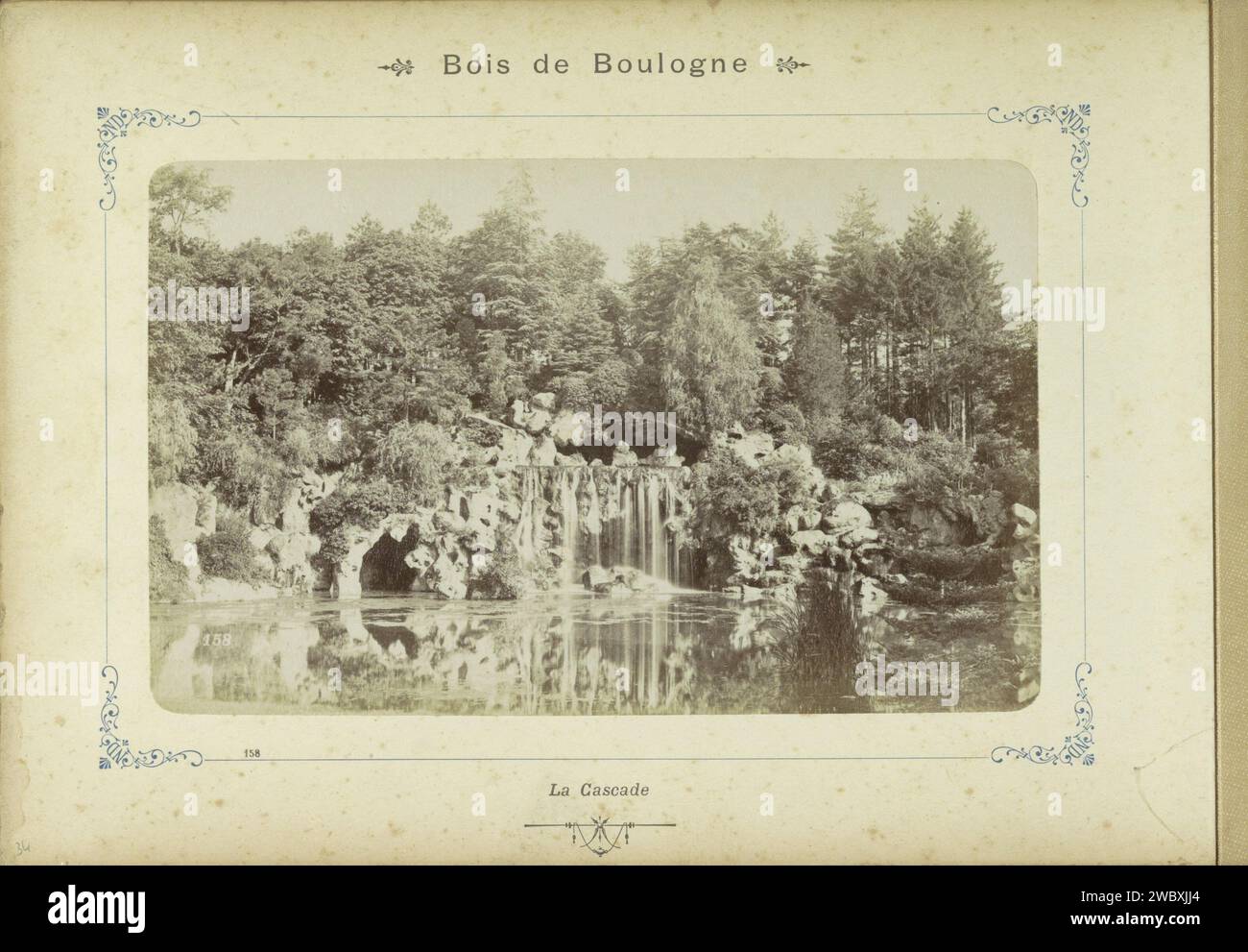Waterfall in the Bois de Boulogne, c. 1900 photograph Part of photo ...