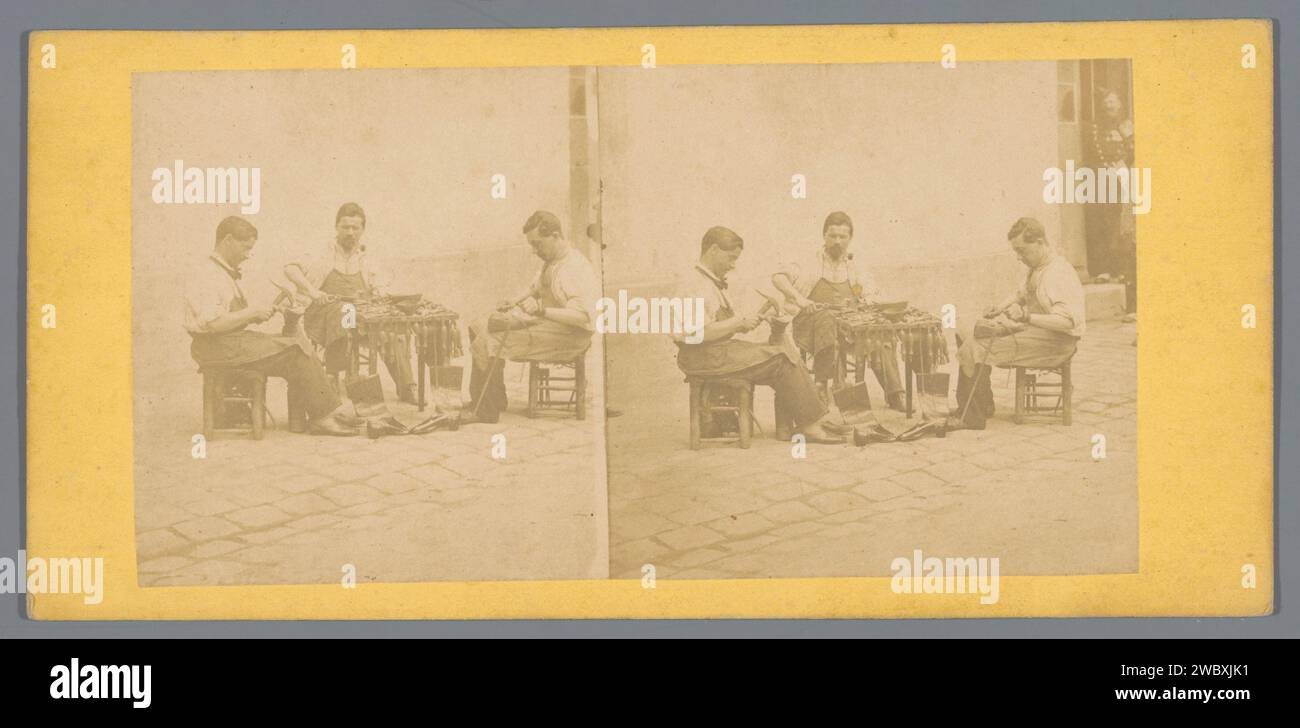 Three shoemakers at work on the street, Anonymous, c. 1850 - c. 1880 ...