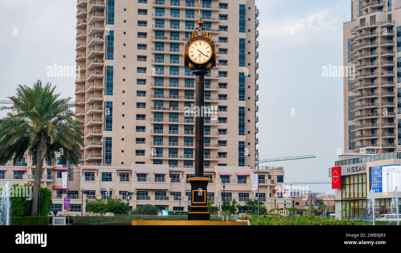 Doha,Qatar- December 12,2023 : the clock tower at roundabout at pearl ...