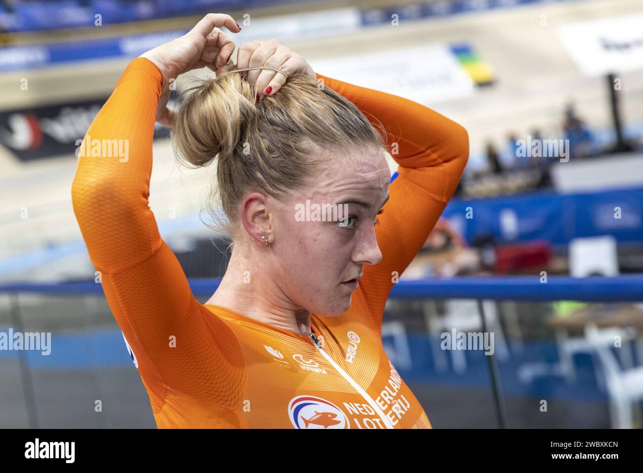 APELDOORN - Marit Raaijmakers responds after the omnium on the third ...