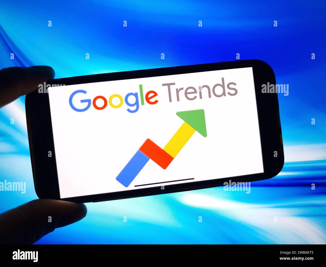 Konskie, Poland - January 12, 2024: Google Trends logo displayed on ...