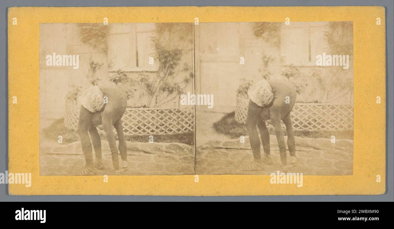 Acrobat in a garden, anonymous, c. 1850 - c. 1880 stereograph Europe ...