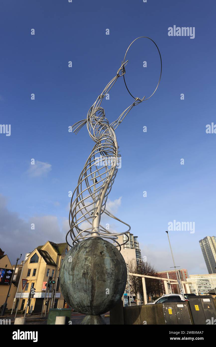 Thanksgiving Square, on the River Lagan in Belfast. The female figure ...