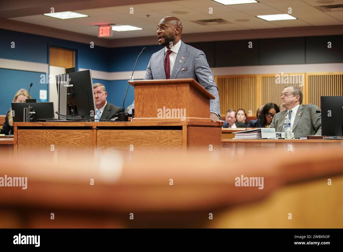 Special prosecutor Nathan Wade speaks during a motions hearing for ...