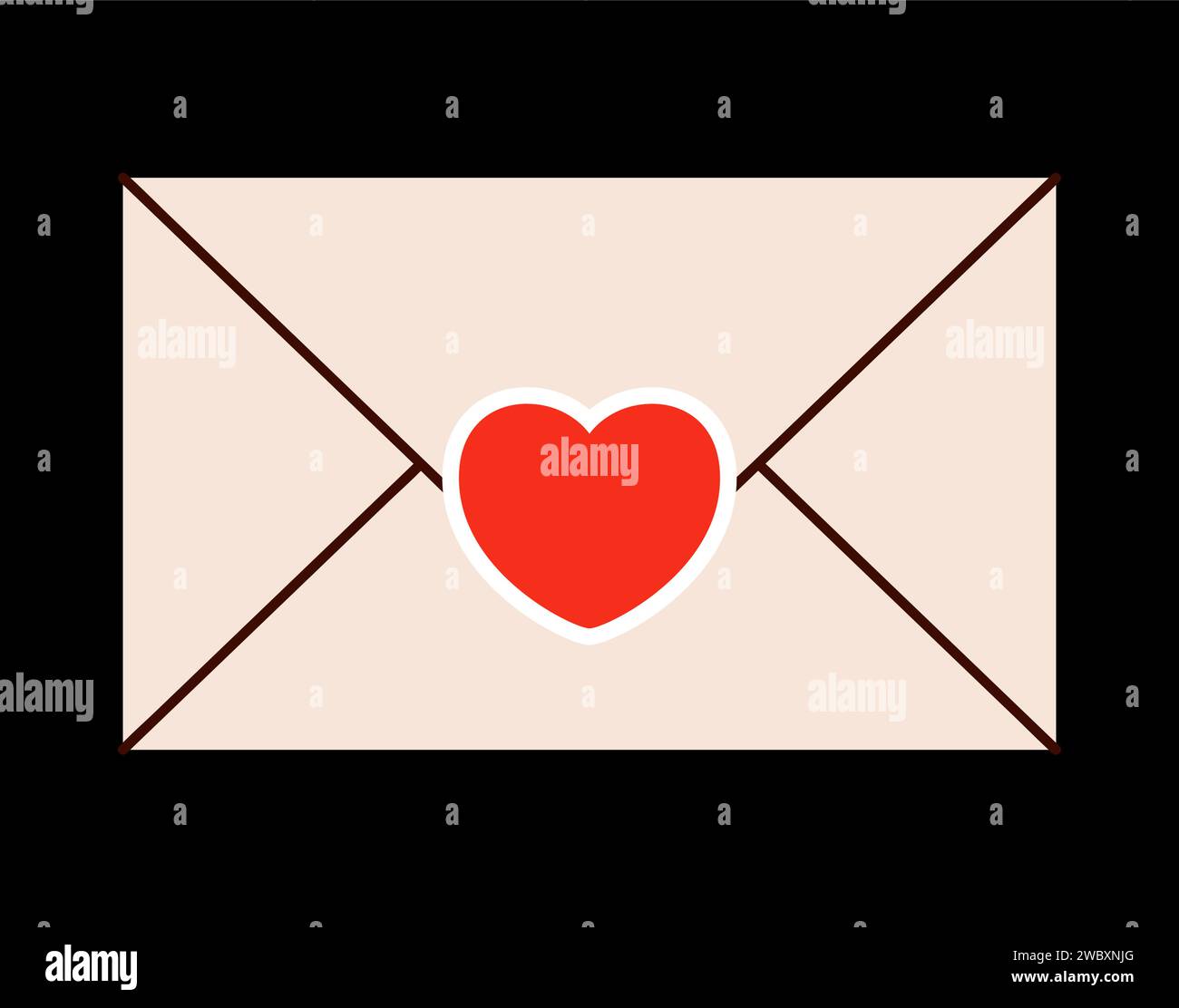love letter envelope Valentines day minimal love letter vector ...