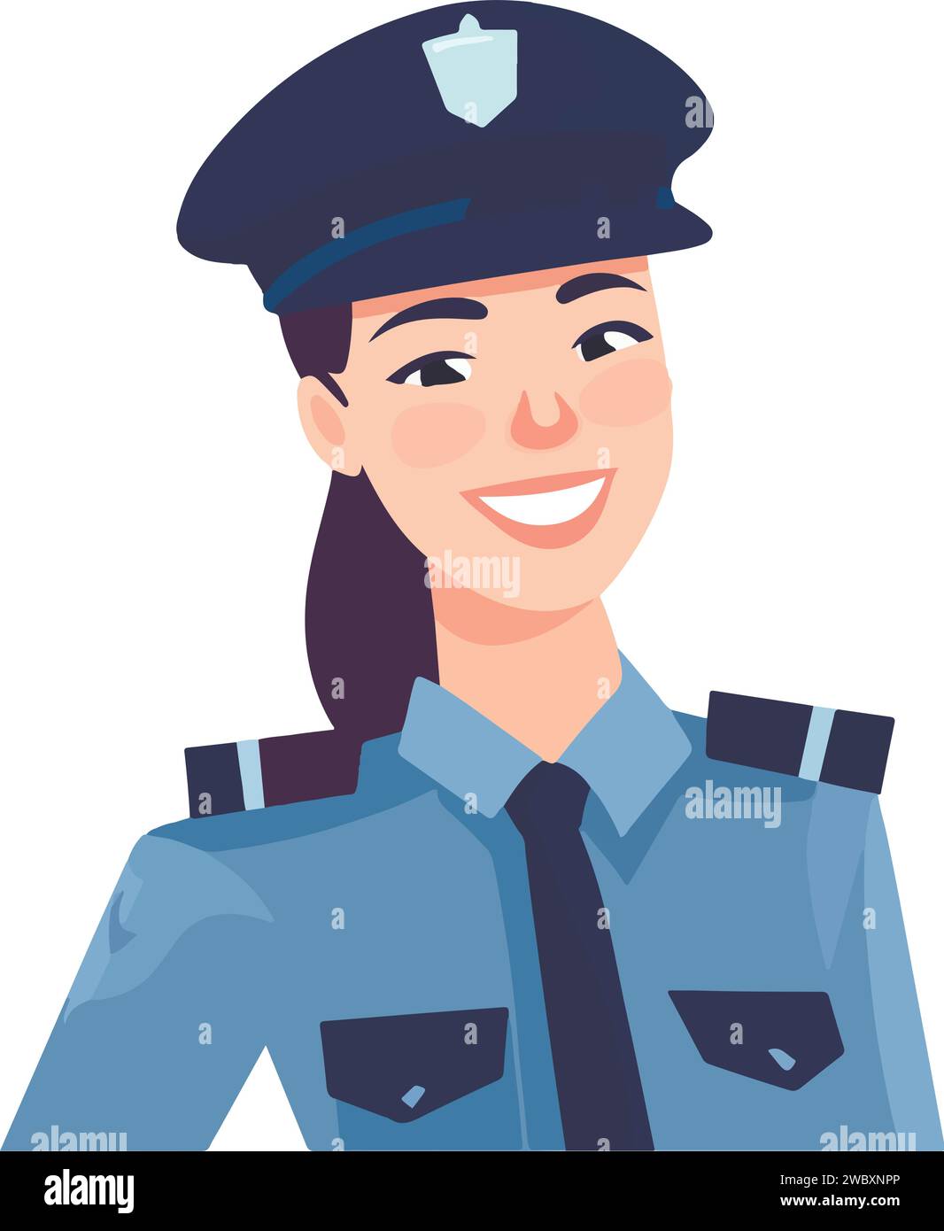 Beautiful girl police-officer in uniform. Vector illustration. Isolated ...