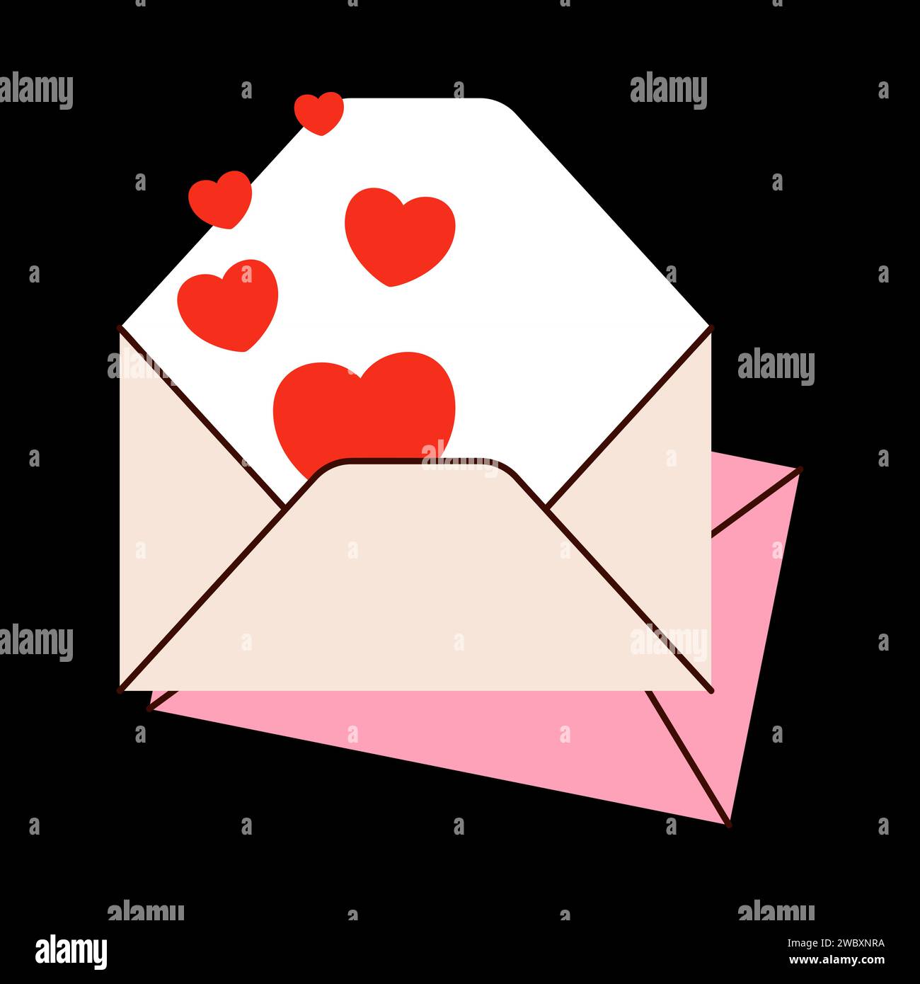 love letter envelope Valentines day minimal love letter vector ...