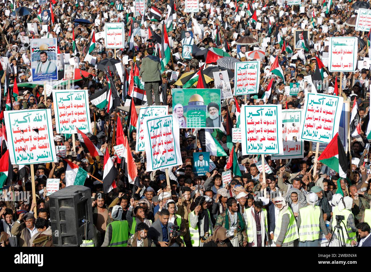 Sanaa, Sanaa, Yemen. 12th Jan, 2024. Thousands rally during a ...