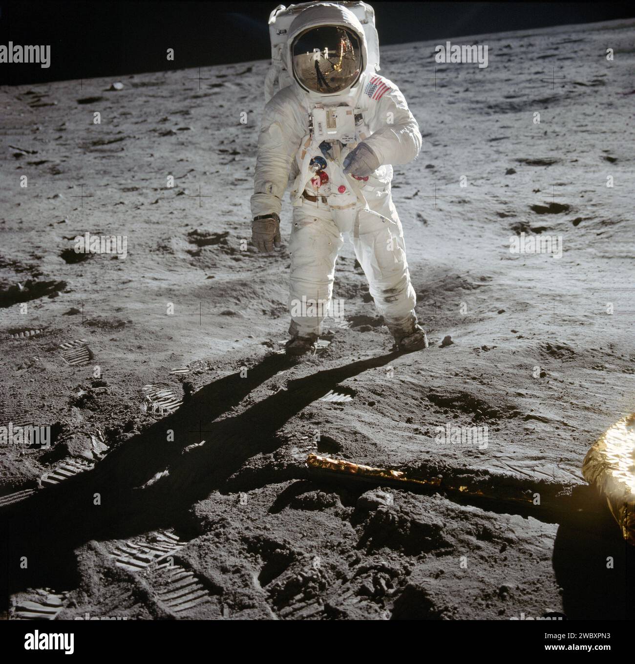 American Astronaut Edwin E. Aldrin Jr., lunar module pilot, walking on ...