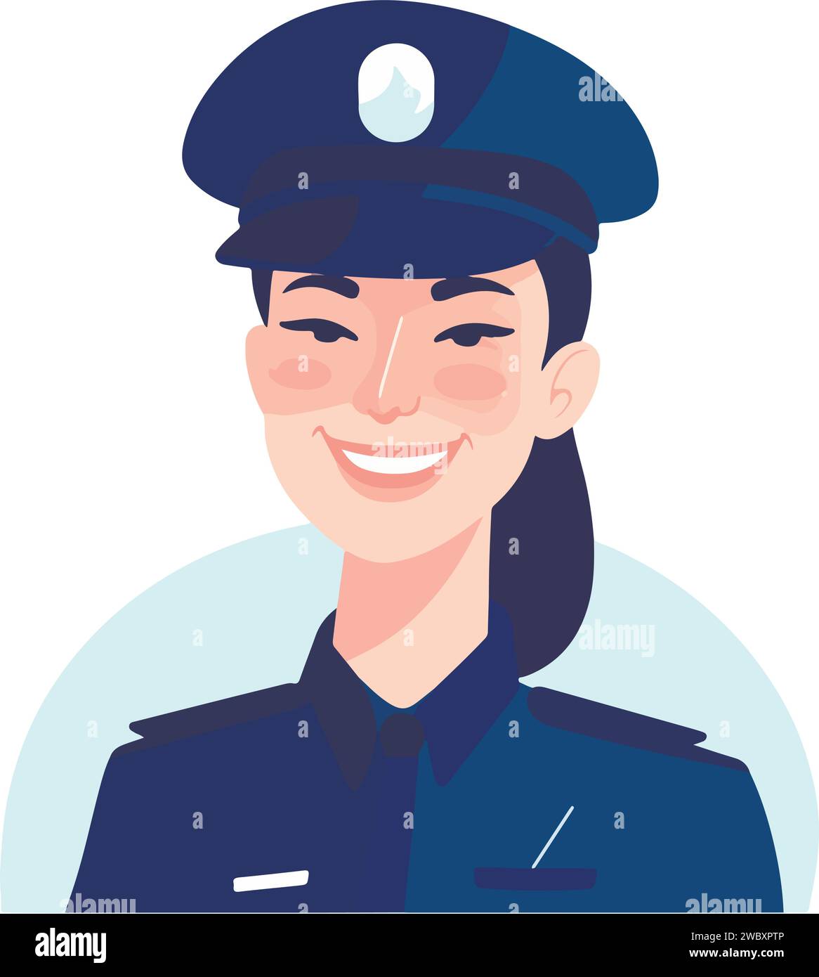 Beautiful girl police-officer in uniform. Vector illustration. Isolated ...