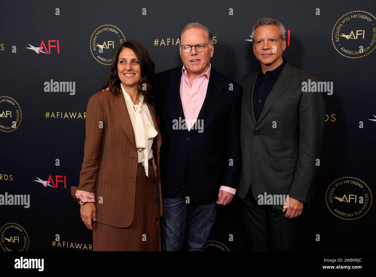 Pamela Abdy, from left, David Zaslav, and Michael De Luca arrive at the ...