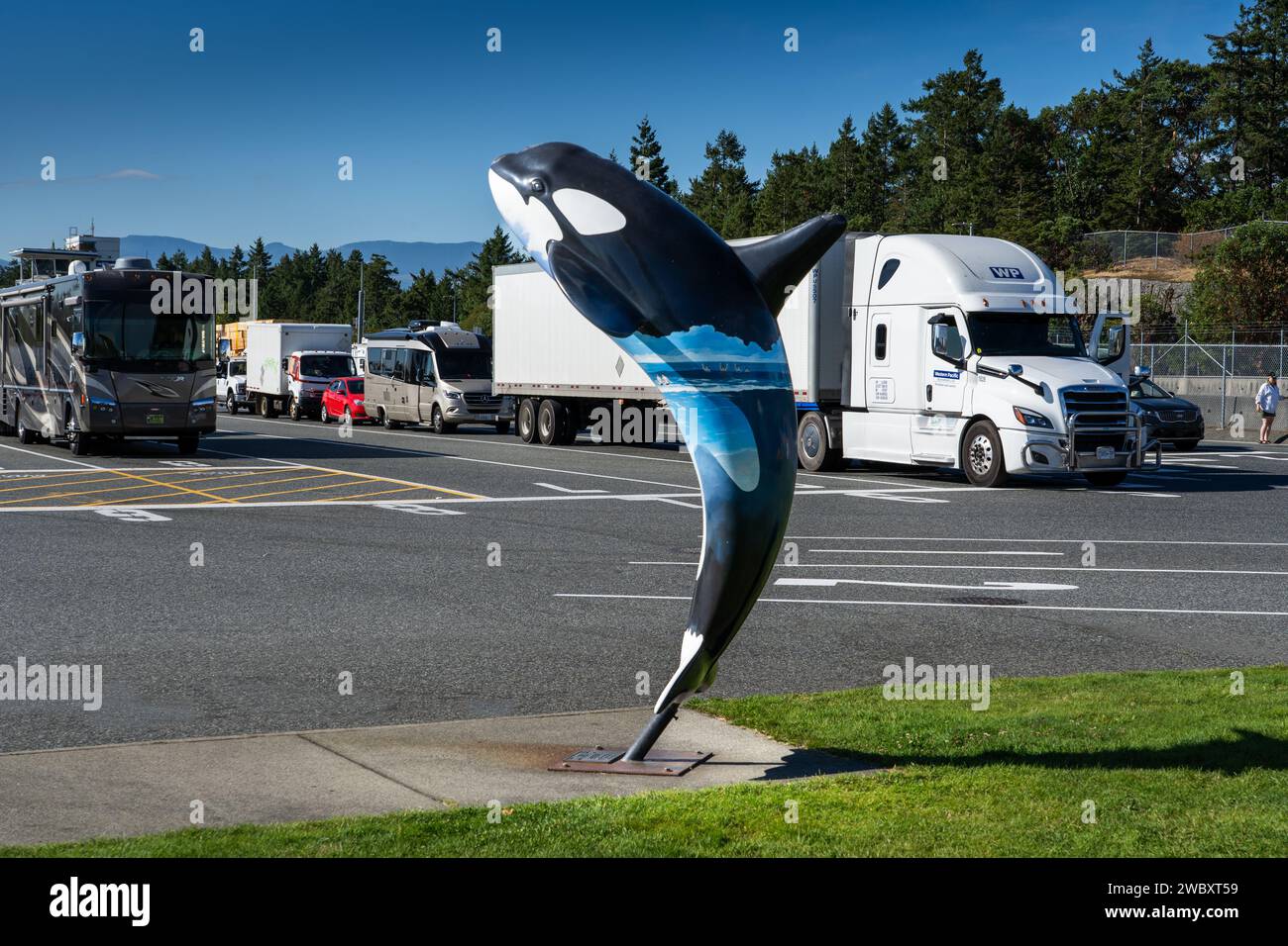 Duke Point British Columbia Canada, July 23 2023: Artistic Orca public ...