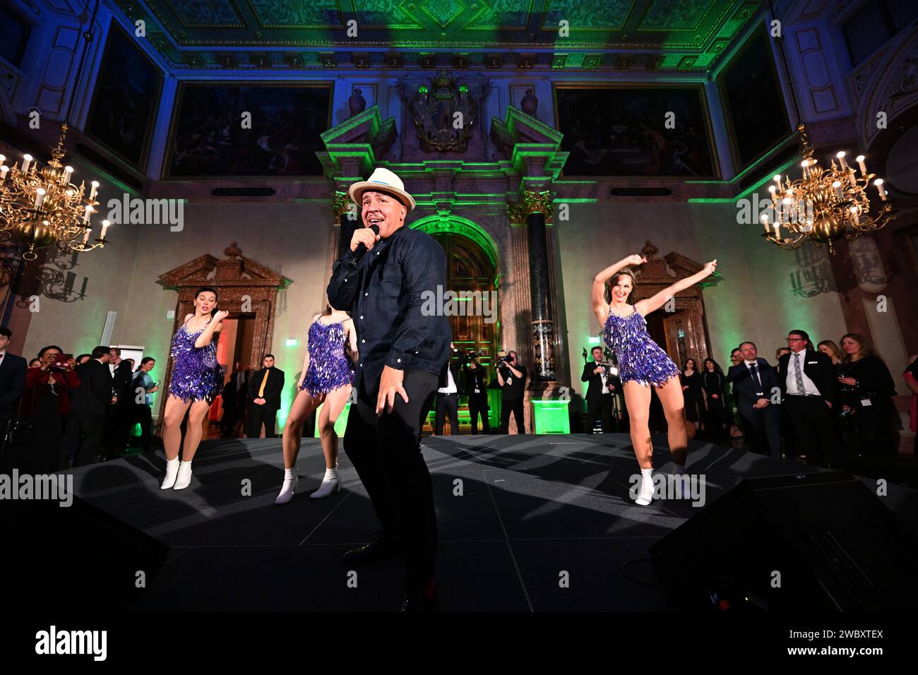 Munich, Germany. 12th Jan, 2024. Singer Lou Bega performs with his ...
