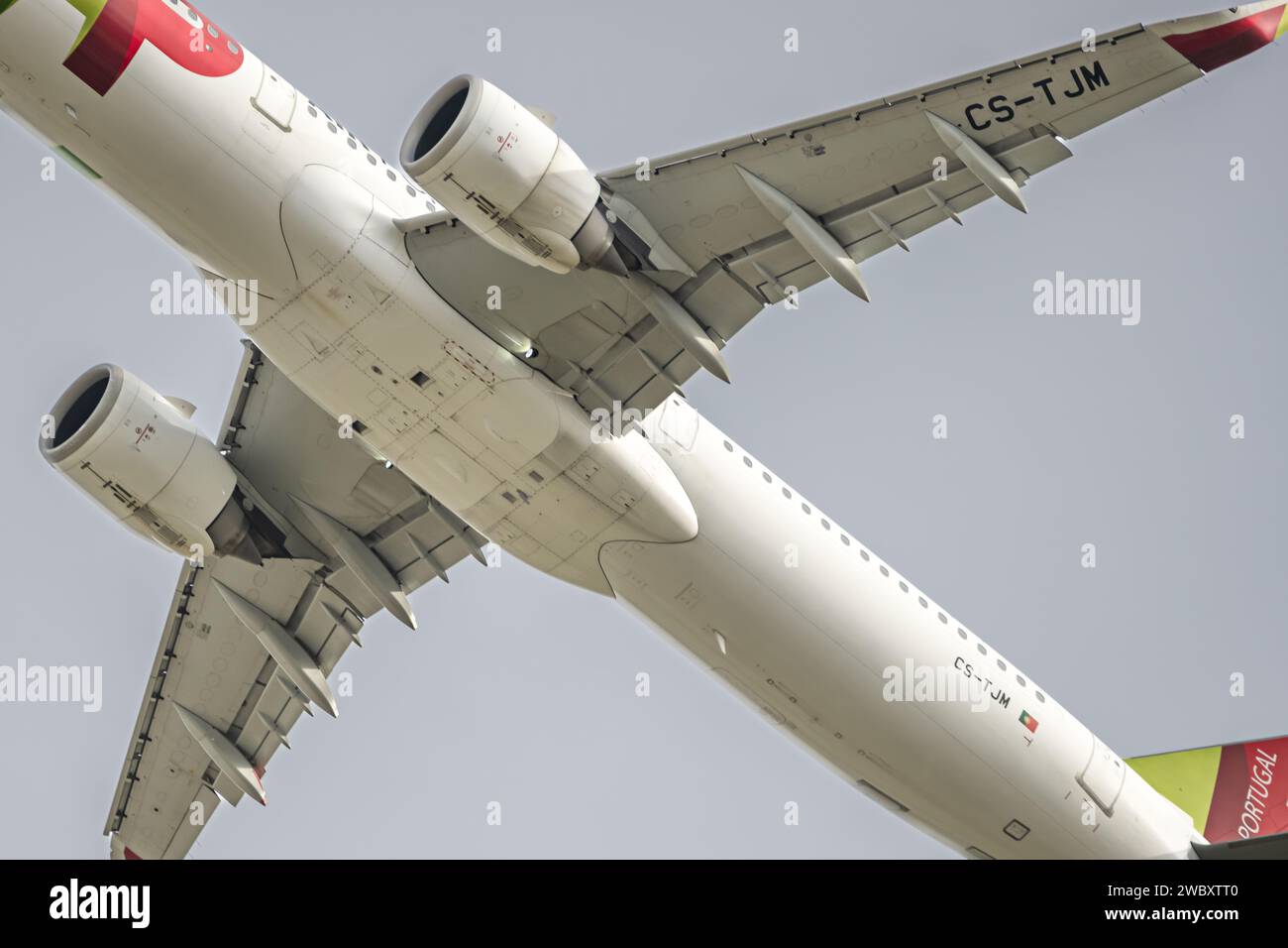 Low fuselage of a passenger plane of an airline of a European nation ...