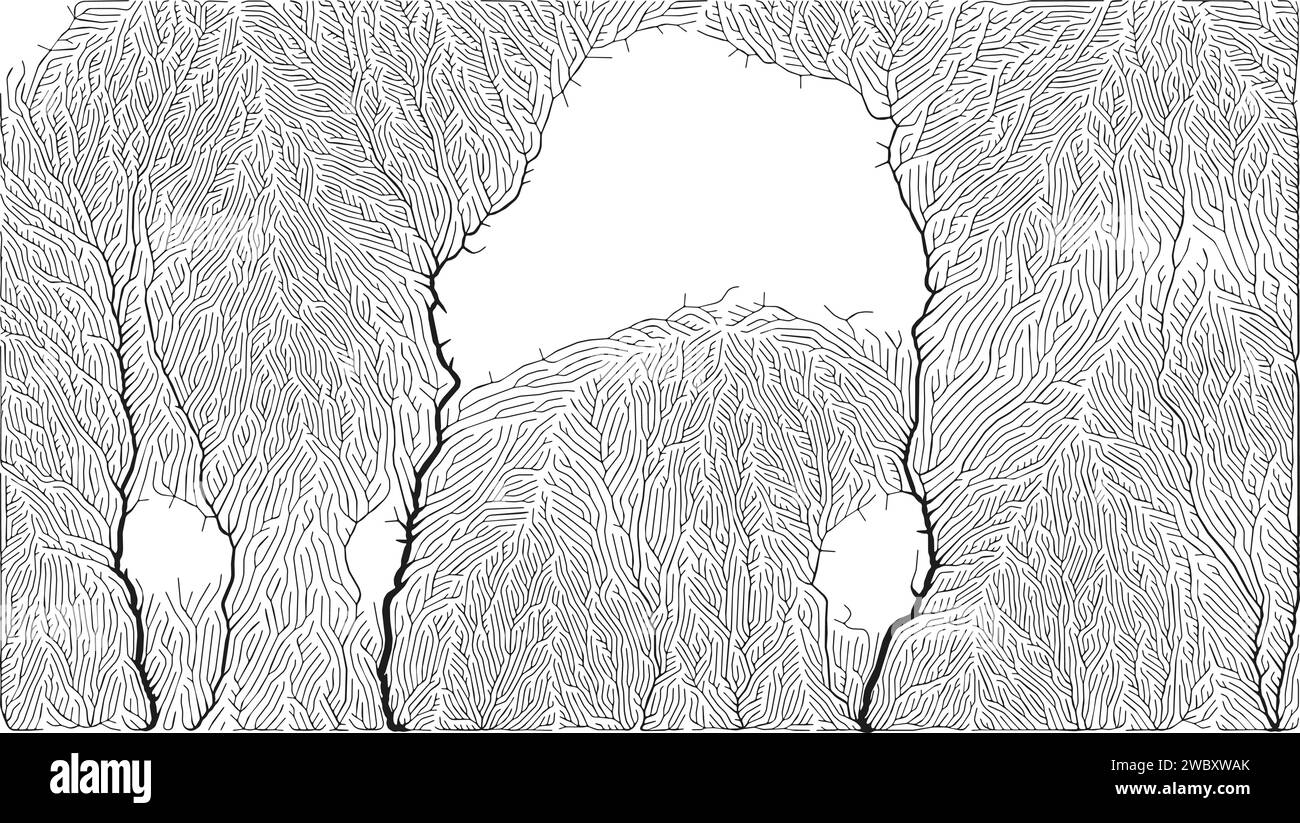 Growth Pattern Generative Branching Structure Organic Net Of Vessels Texture Stock Vector