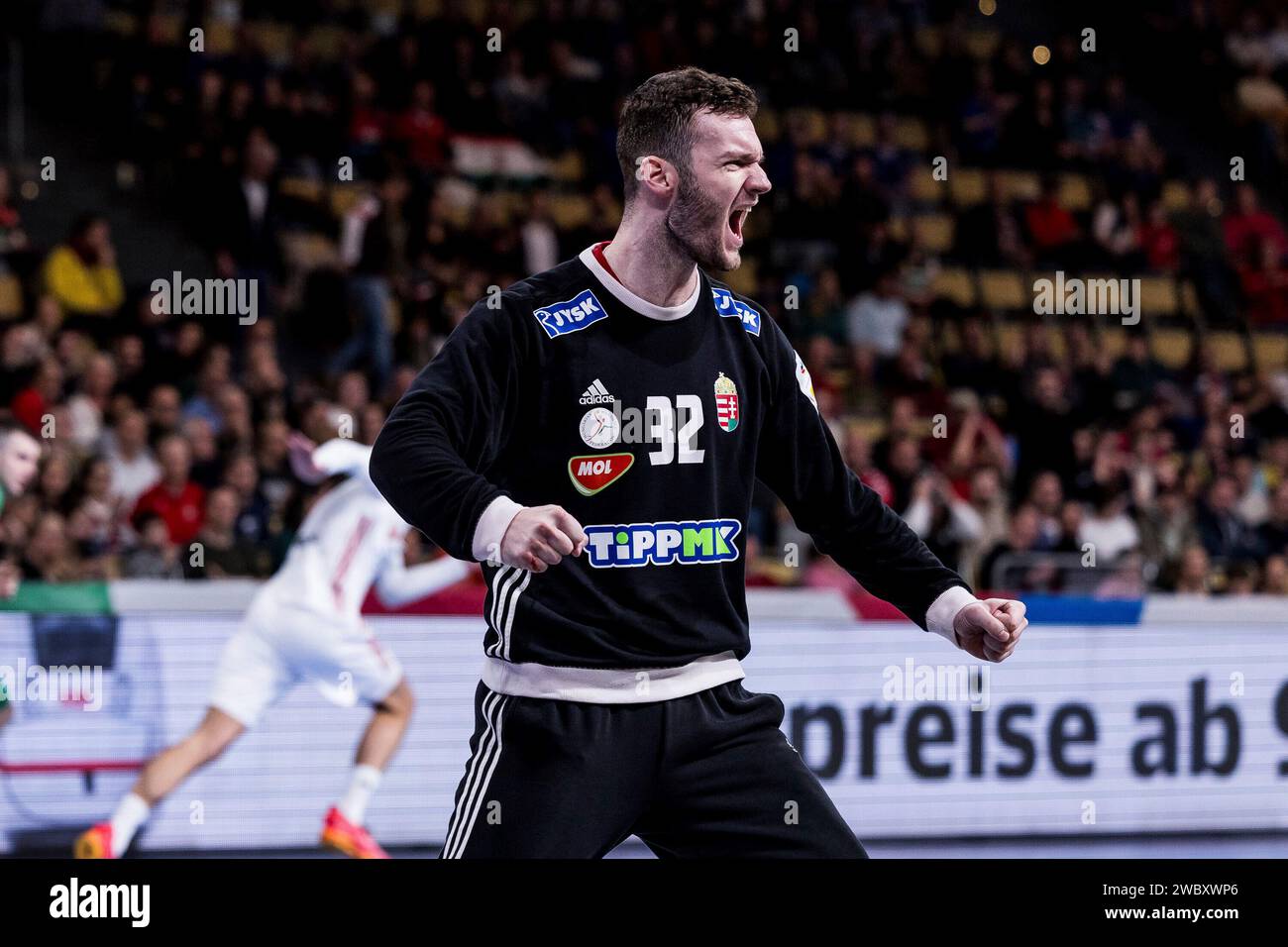 Kristof Laszlo Palasics (Ungarn, #32) jubelt MEN?S EHF EURO 2024 ...