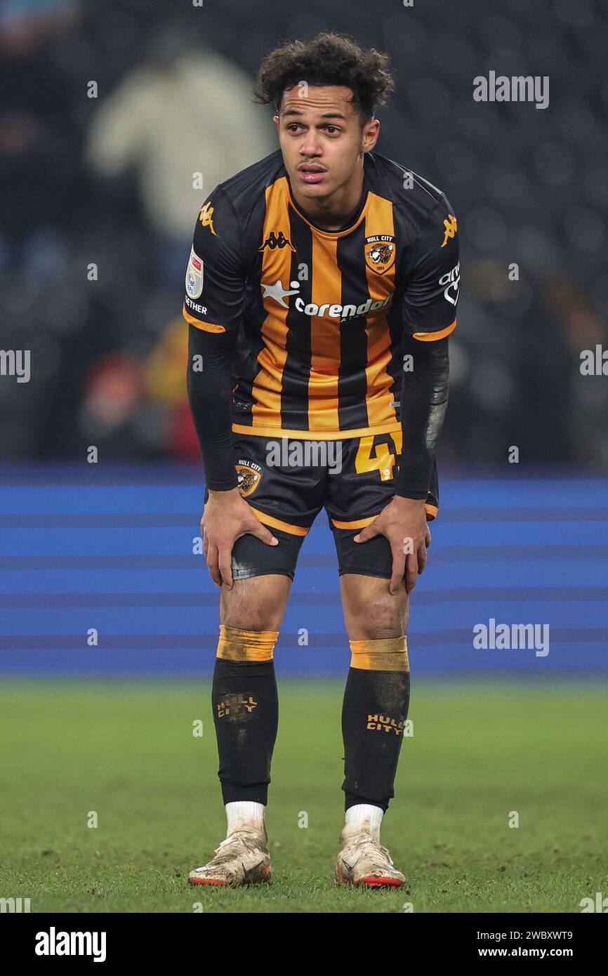 Hull, UK. 12th Jan, 2024. A dejected Fabio Carvalho of Hull City after ...