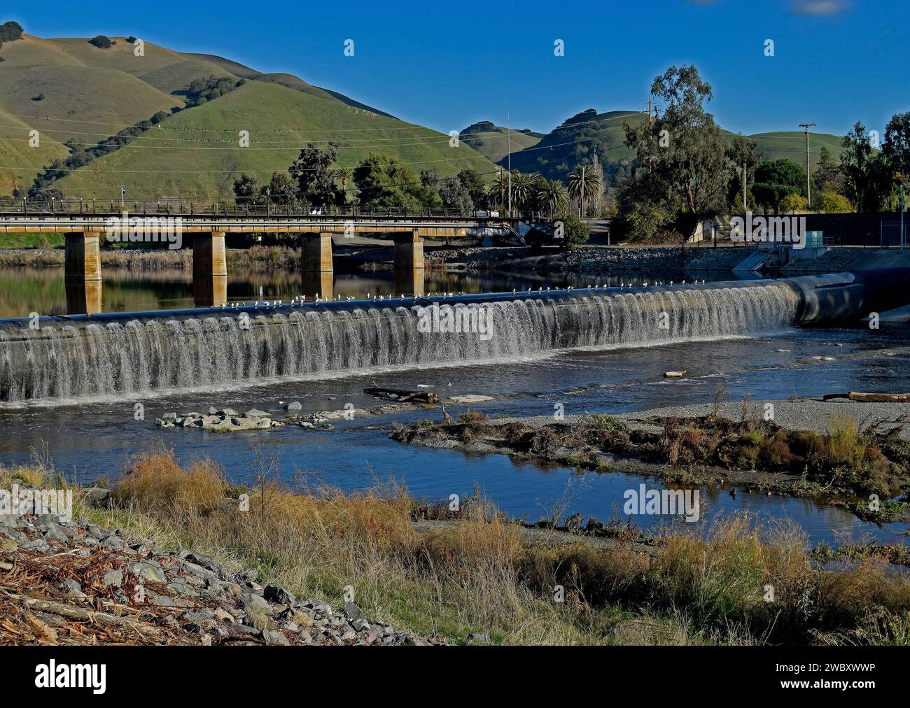 rubber dam across Alameda Creek in Fremont, California Stock Photo - Alamy
