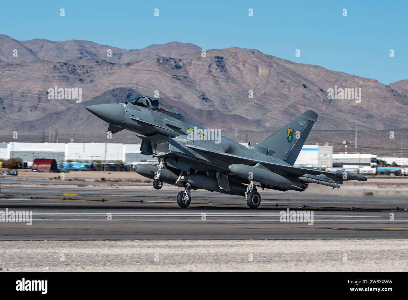 A Royal Air Force FGR-4 Typhoon lands at Nellis Air Force Base, Nevada ...