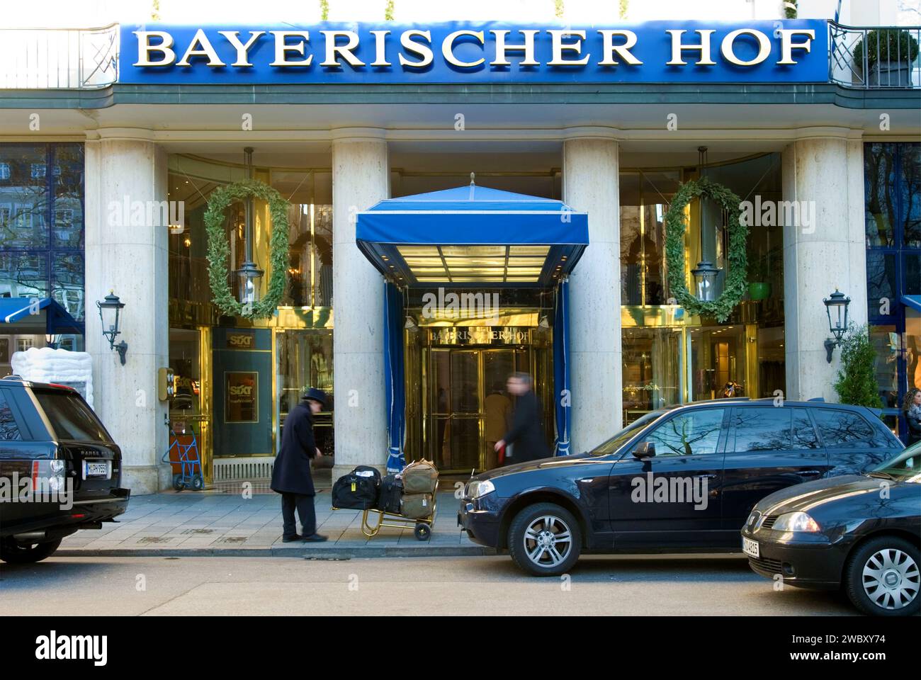 entrance of Hotel Bayerischer Hof, Munich, Bavaria, Germany, Europe ...