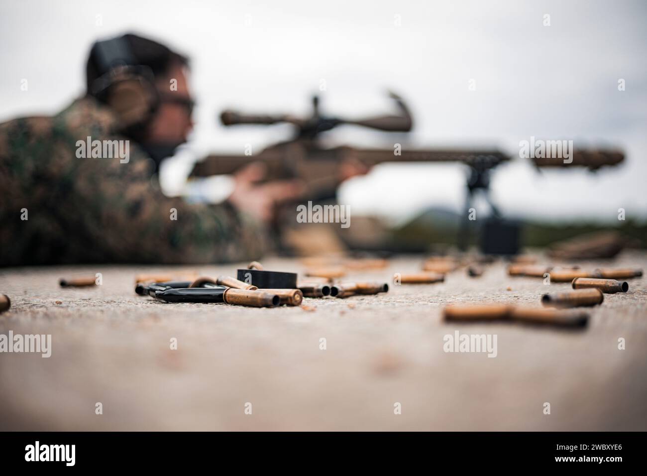 U.S. Marines with 3d Reconnaissance Battalion, 3d Marine Divison fire ...