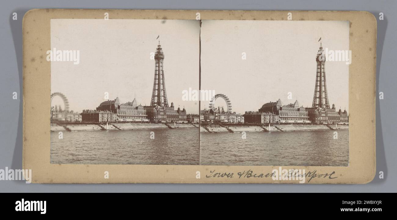 View of the Blackpool coast, with a view of the Blackpool Tower ...