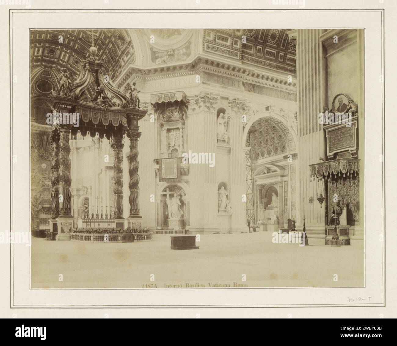 Interior of the Sint-Pietersbasiliek in Rome with the canopy of Bernini ...
