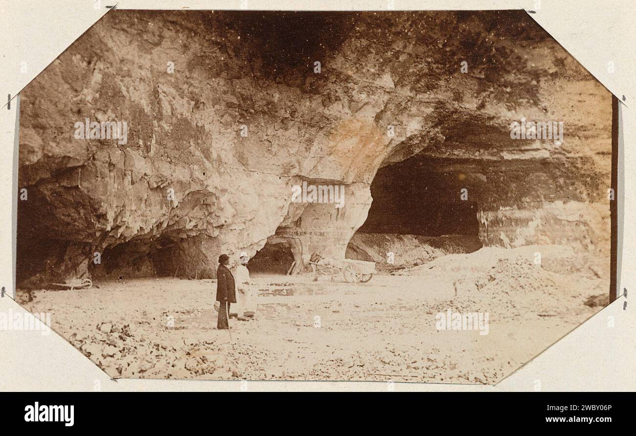 Two men and a horse and car on a beach with cliffs, Anonymous, 1883 ...