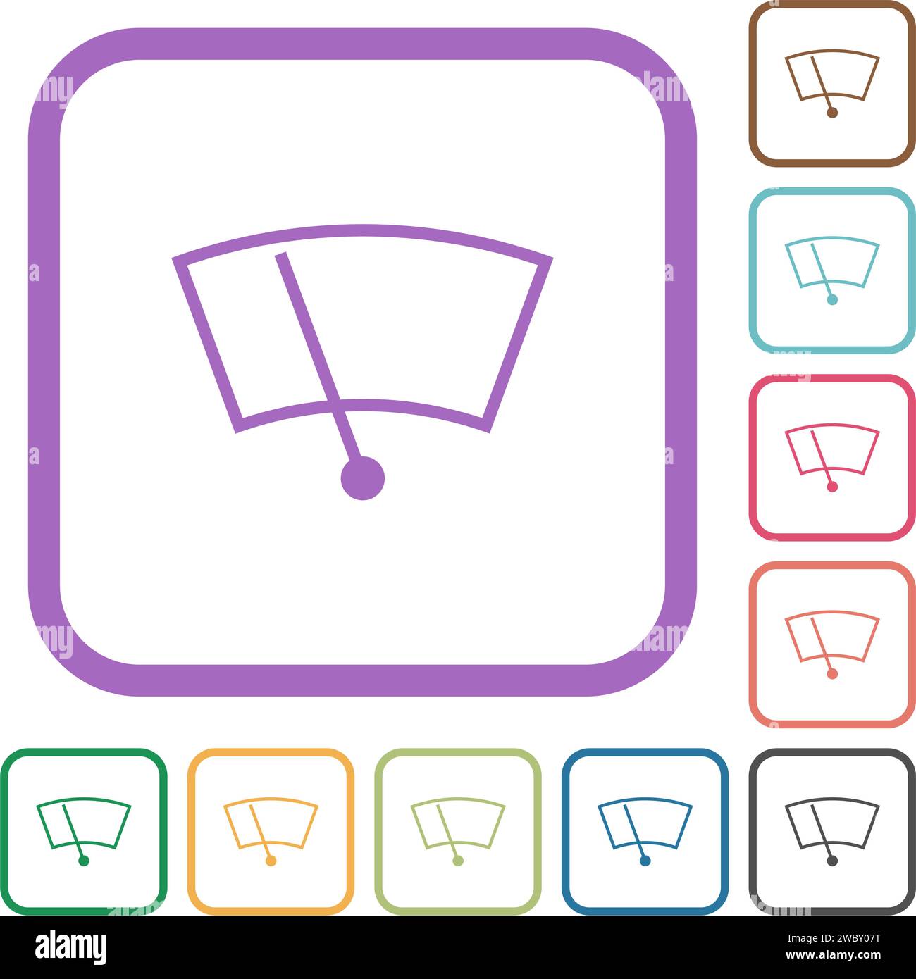 Windshield wiper simple icons in color rounded square frames on white background Stock Vector ...