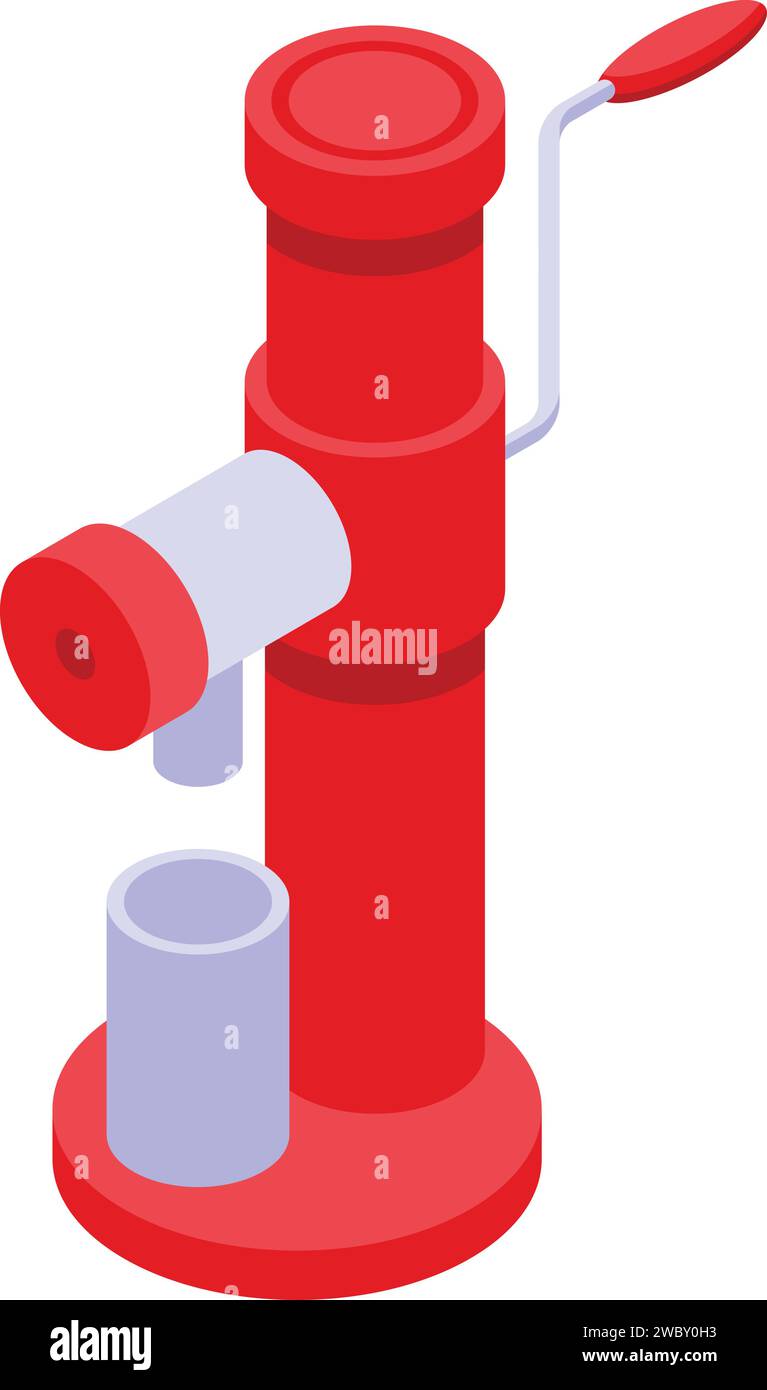 Red color juicer icon isometric vector. Meal morning citrus. Crystal ...